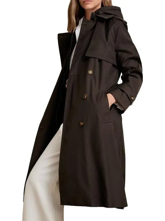 REISS Azura Hooded Double Breasted Trench Coat - Chocolate Brown