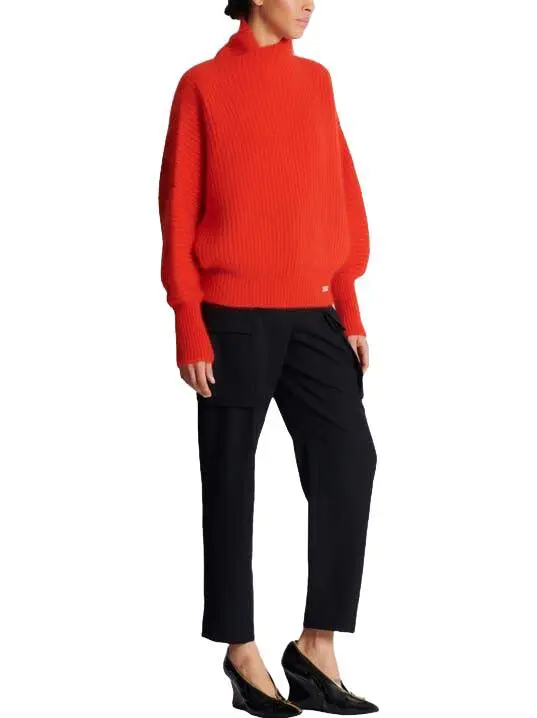 Balmain Mohair Knit Jumper With Scarf Collar - Red