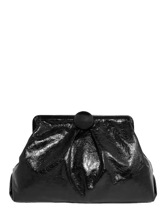 AIMEE Extra Large Full Circle Frame Clutch - Black Crinkle