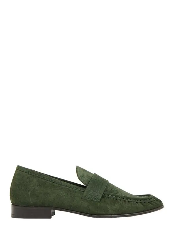 MANSUR GAVRIEL Ruched Loafer - Moss Suede Croc