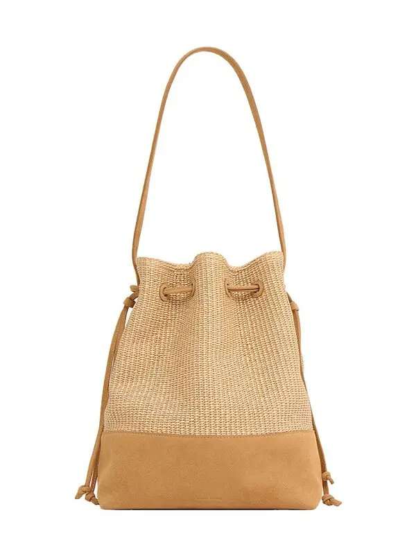 MANSUR GAVRIEL Drawstring Cabas - Natural Raffia/budino Suede