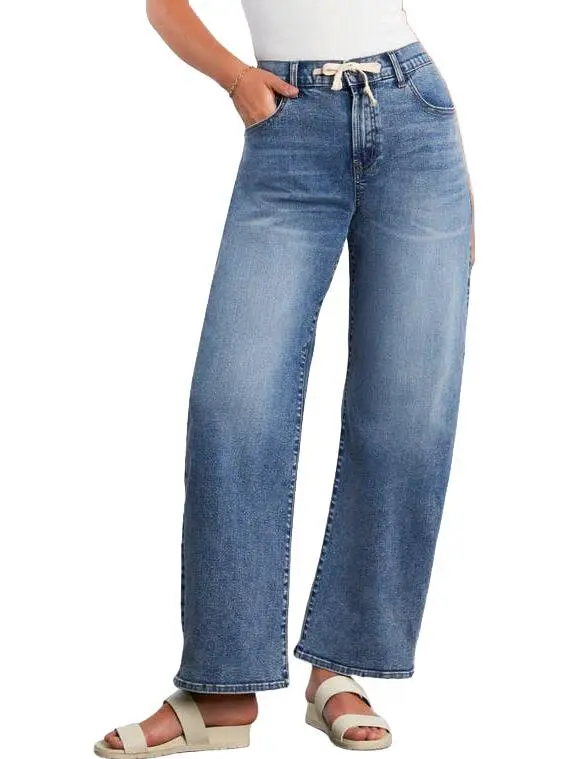 HINT OF BLU Tie Front Barrel Leg Jeans - Washed Blue