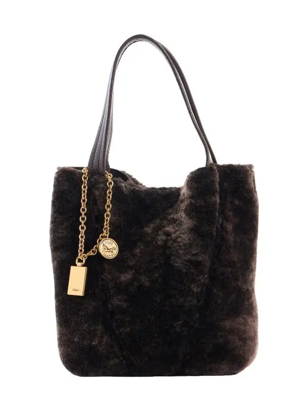 Chloé Small Spin Genuine Shearling Tote - Kohl Brown