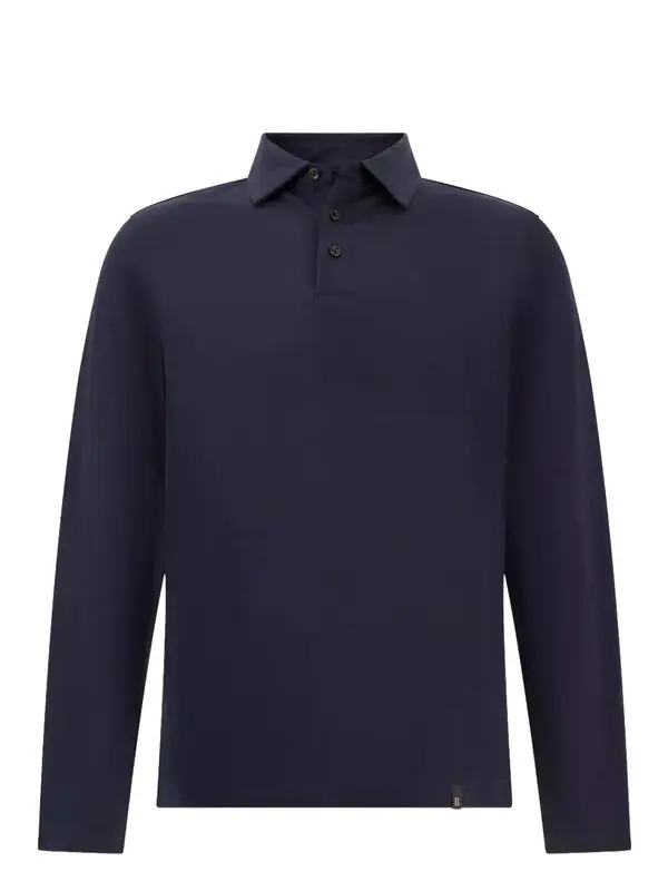 Boggi Milano Long-sleeved Buttoned Polo Shirt - Blue