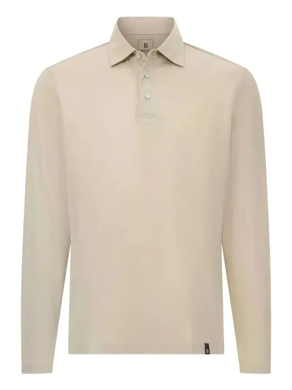 Boggi Milano Long-sleeved Button-fastening Polo Shirt - Neutrals