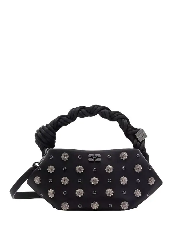 GANNI Mini Flower-embellished Tote - Black