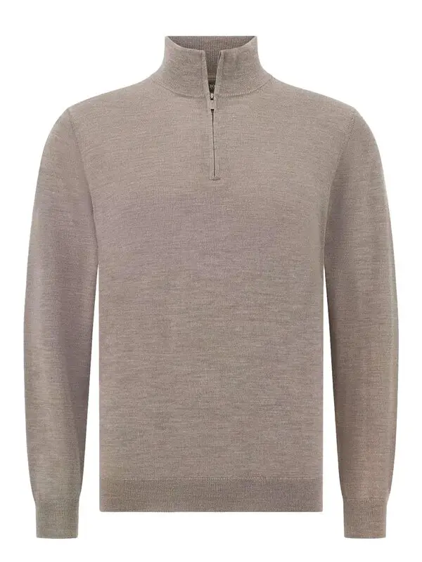 Boggi Milano Half-zip Wool Sweater - Neutrals