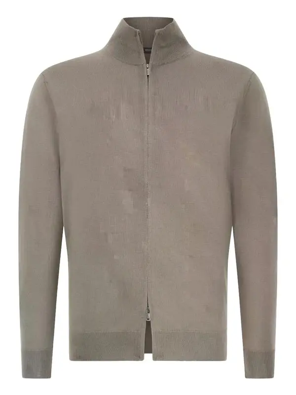 Boggi Milano Full-zip Wool Cardigan - Neutrals