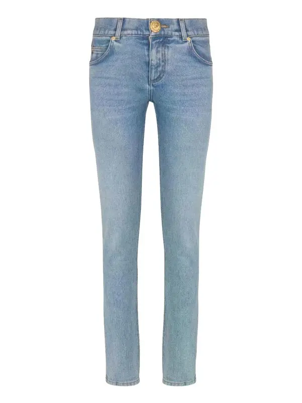 Balmain Faded-wash Jeans With Button Detailing - Blue