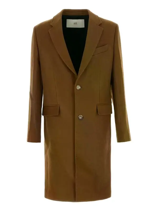 Ami Virgin Wool Single-breasted Coat - Brown