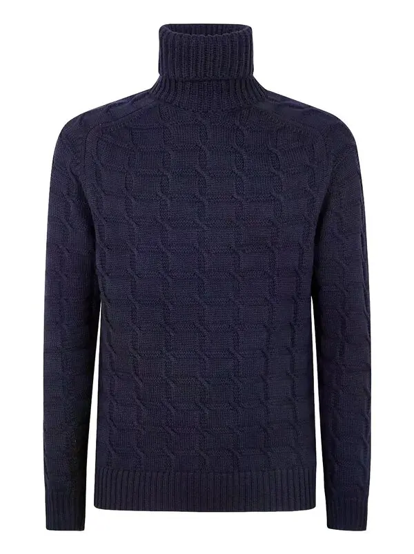 ZANONE Cable-knit Turtleneck Sweater - Blue