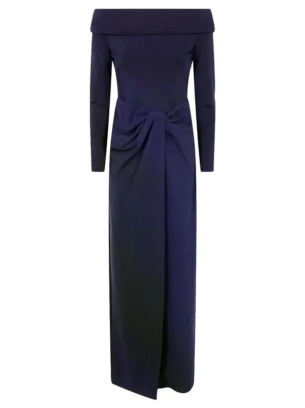 Ralph Lauren Off-shoulder Knot-detail Dress - Blue