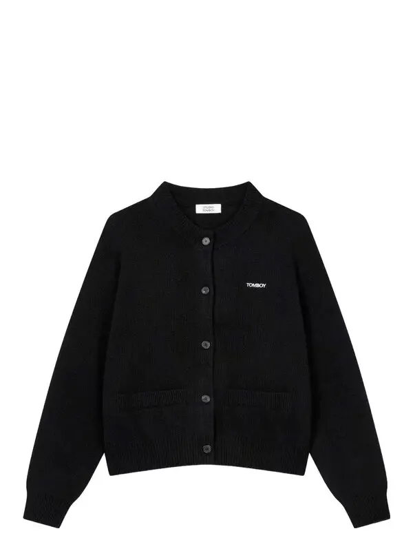STUDIO TOMBOY Logo-embroidered Button-front Cardigan - Black