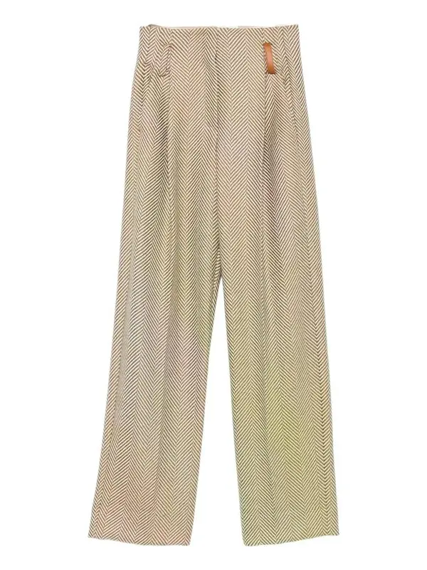 FORTE_FORTE Herringbone Pleated Trousers - Neutrals