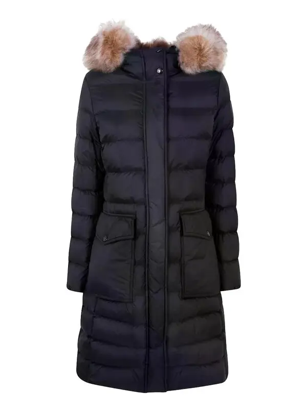Moncler Fur-trimmed Quilted Coat - Black