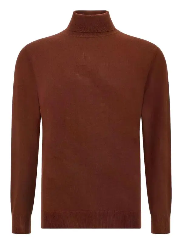 Boggi Milano Turtleneck Wool Sweater - Dark Orange