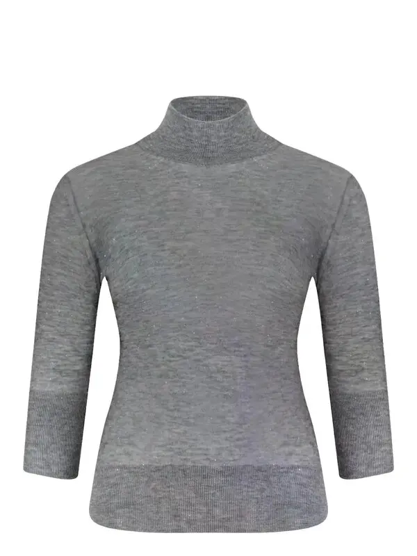 GENNY High-neck Knit Sweater - Grey