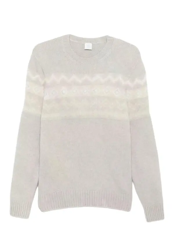 Eleventy Round-neck Jacquard Sweater - Grey