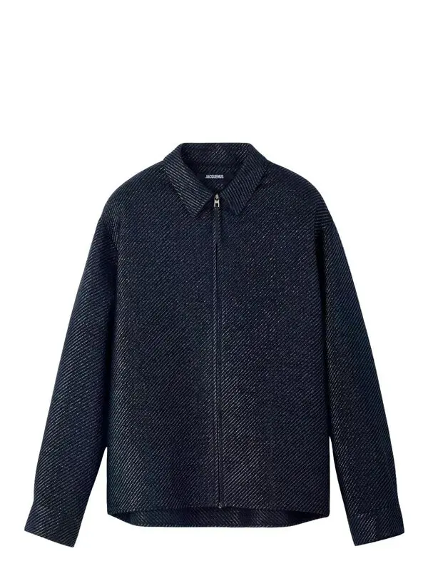 Jacquemus Textured Zip-front Shirt Jacket - Blue