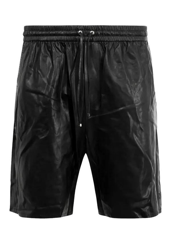Amiri Leather Drawstring Shorts - Black