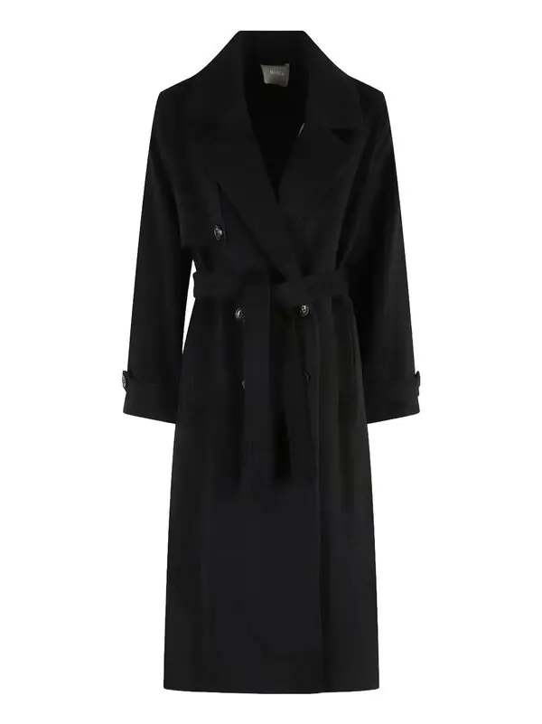 KILTIE Belted Double-breasted Coat - Black