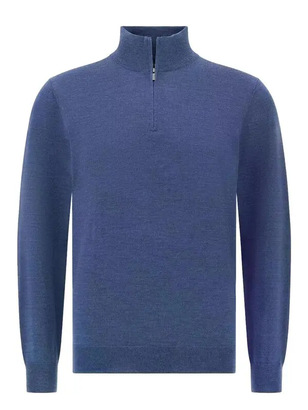 Boggi Milano Half-zip Wool Sweater - Blue