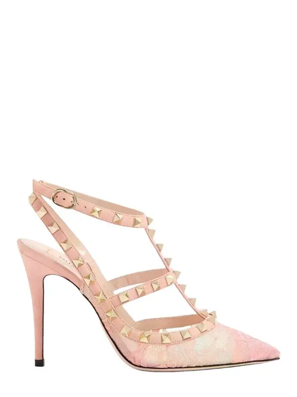 Valentino Garavani 100mm Rockstud Lace Pumps - Pink