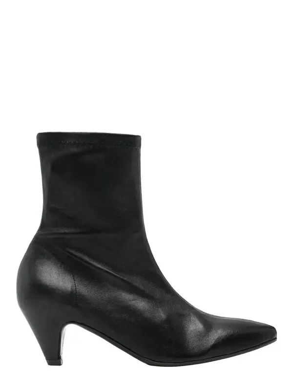 DEL CARLO Leather Pointed-toe Boots - Black