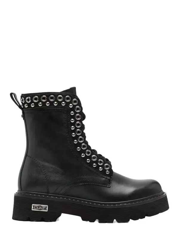 CULT Studded Leather Boots - Black