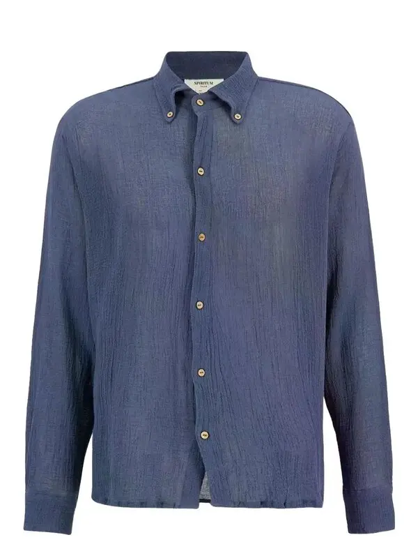 Spiritum Tulum Button-down Cotton-gauze Shirt - Blue
