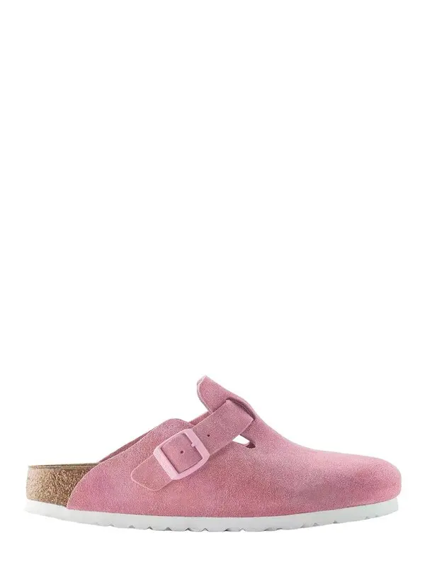 BIRKENSTOCK Boston Buckle Suede Mules - Pink