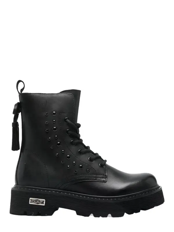 CULT Lace-up Studded Boots - Black