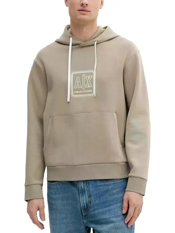 Armani Exchange Logo-plaque Hoodie - Neutrals