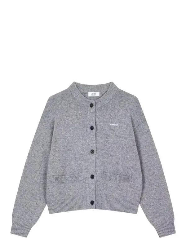 STUDIO TOMBOY Logo-embroidered Button-front Cardigan - Grey