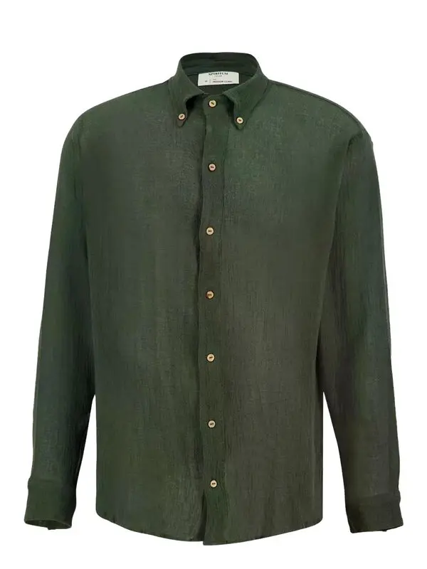 Spiritum Tulum Button-down Collar Cotton-gauze Shirt - Green