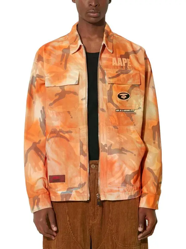 AAPE BY *A BATHING APE® Camo Zip-up Overshirt - Orange