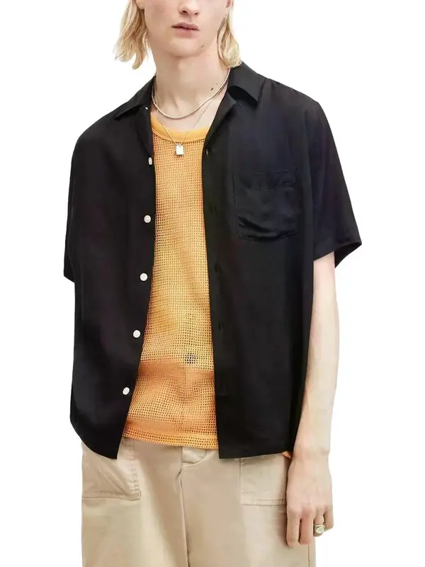 ALLSAINTS Embroidered-sun Motif Shirt - Black