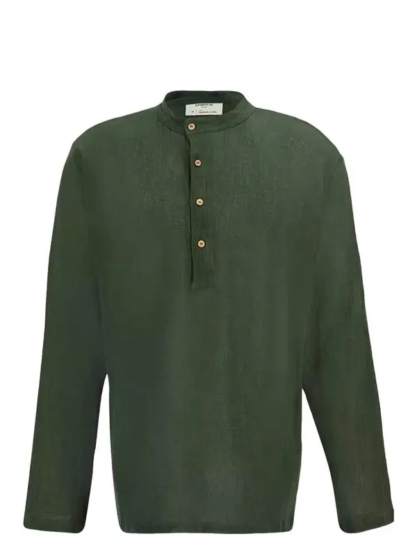 Spiritum Tulum Button-down Cotton-gauze Shirt - Green