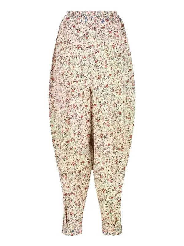 Loro Piana Floral Print Pleated Trousers - Neutrals