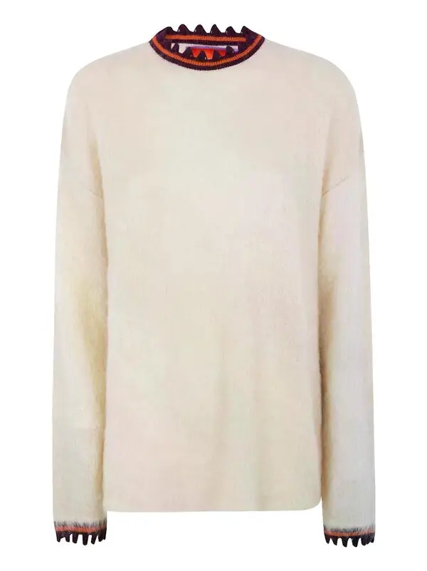 La DoubleJ Scalloped-trimmed Mohair Wool Sweater - Neutrals