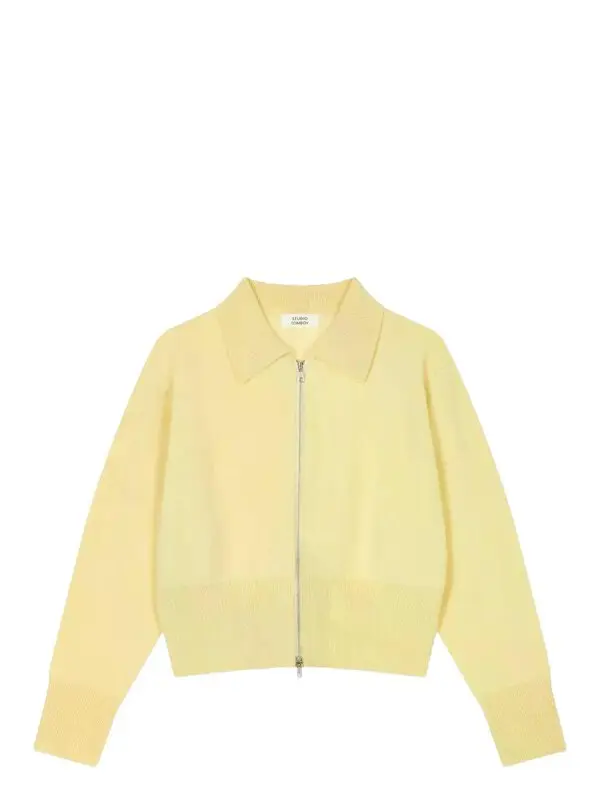 STUDIO TOMBOY Zip-front Polo-collar Cardigan - Yellow