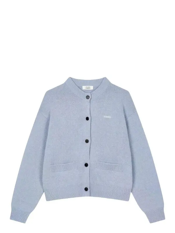 STUDIO TOMBOY Logo-embroidered Button-front Cardigan - Blue