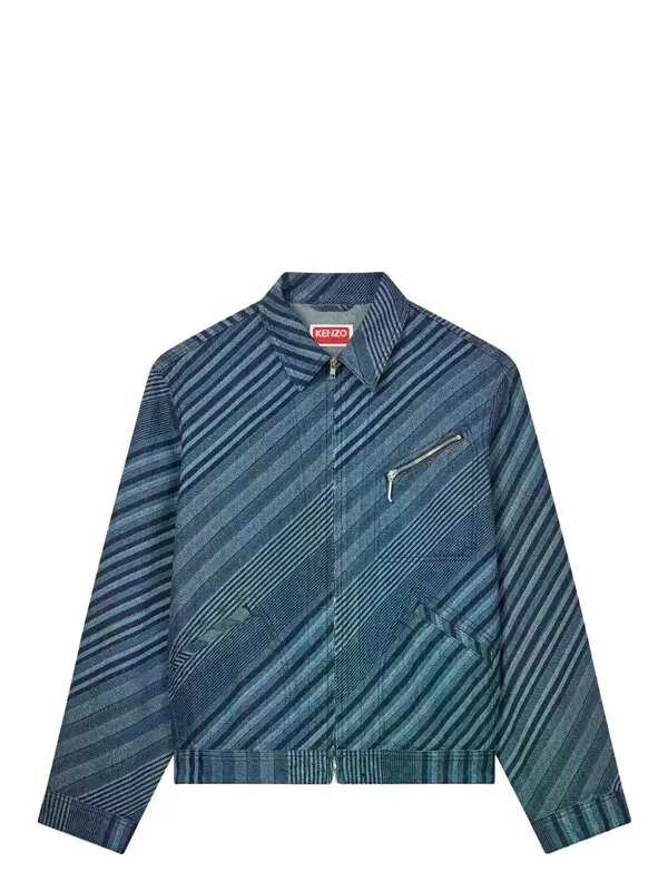 Kenzo Diagonal Stripe Cotton Jacket - Blue