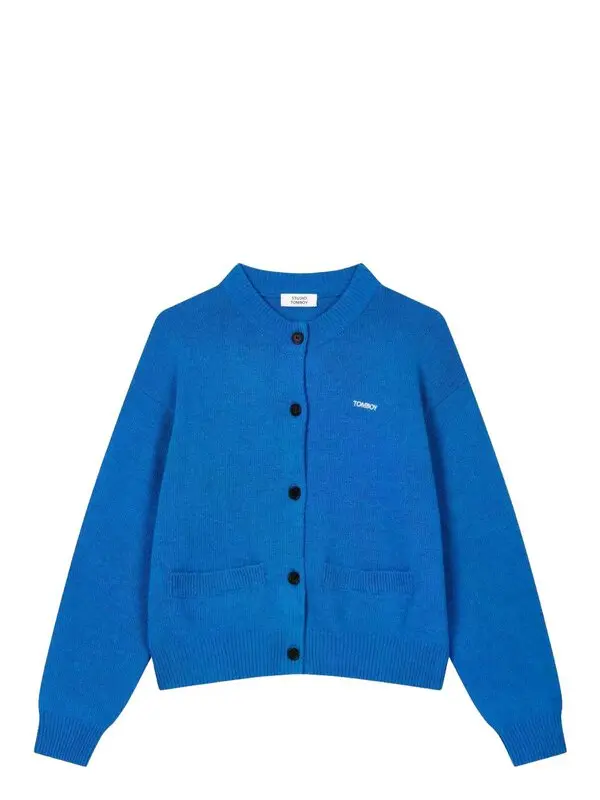 STUDIO TOMBOY Logo-embroidered Button-front Cardigan - Blue