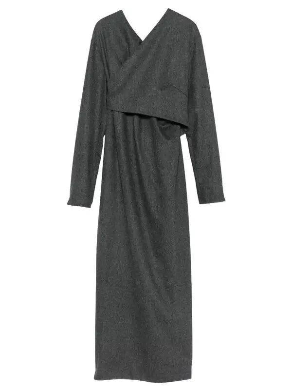Khaite Cross-neck Wrap Dress - Grey