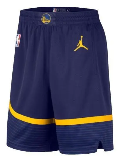 Nike Jordan Nba Golden State Warriors Statement Edition Swingman Shorts - Navy Blue/yellow