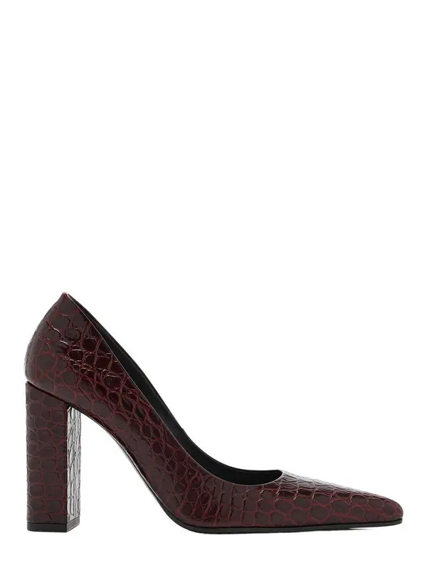 Alaïa Croc-effect Leather Pumps - Burgundy