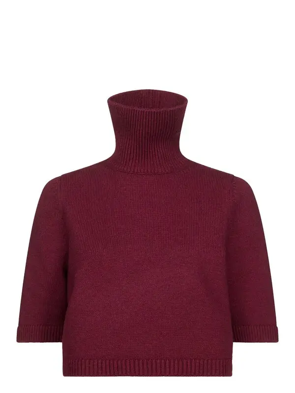 Alaïa Cropped Cashmere-blend Sweater - Burgundy