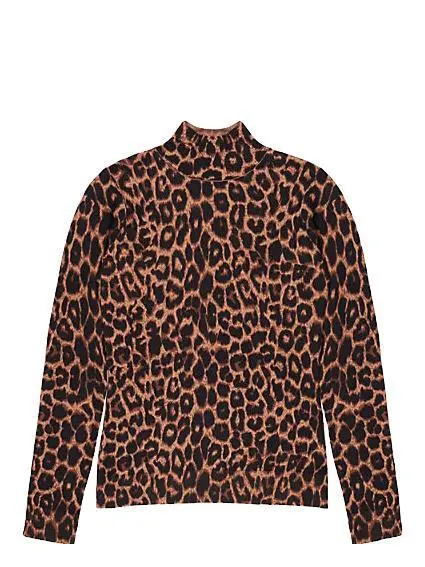 RO&ZO Leopard Print Cotton-cashmere Blend Top - Brown