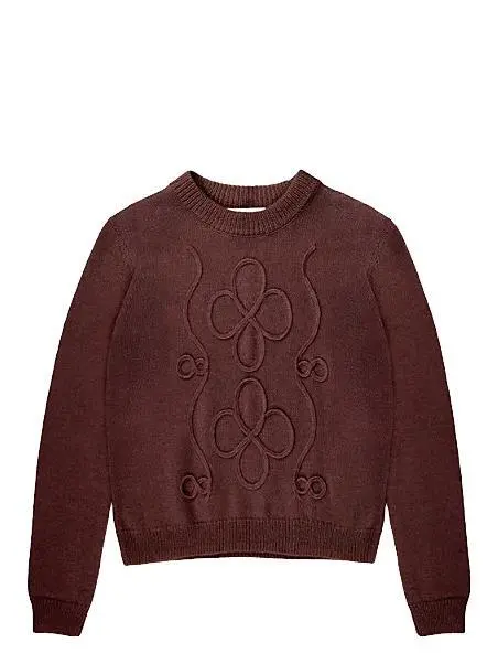 RO&ZO Wool-blend Knit Jumper With Appliqu - Chocolate